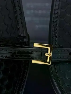 Elisabetta Franchi Bustier-style Leather Belt With Fish Scale Pattern