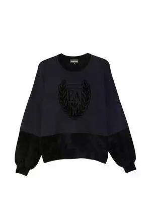 Emporio Armani Panelled Logo-embroidered Sweater - Blue