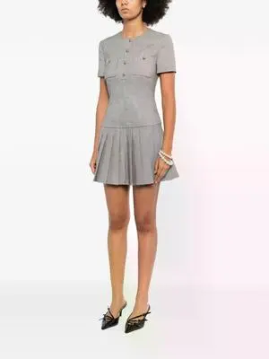 SELF-PORTRAIT Check Pleated Dress