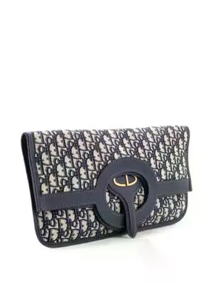 Dior Oblique Canvas Fold Over Clutch Bag
