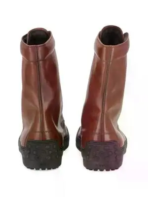TOD'S Cognac Leather Lace-up Boots