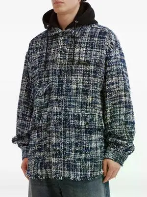 MUSIUM DIV. Tweed-check Drawstring Hooded Jacket - Blue