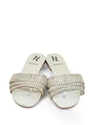 GINA Loren Crystal-embellished Flat Sandals