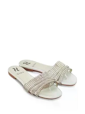 GINA Loren Crystal-embellished Flat Sandals