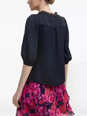 MORGAN V-neck Blouse With Lace Trim