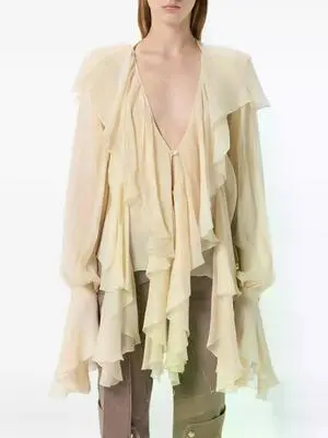 Blumarine Ruffled Crepe-de-chine Blouse