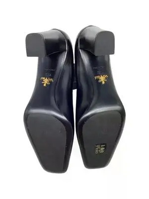 Prada Leather Square-toe High Block Heel Pumps