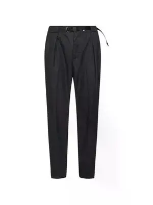 WHITE SAND Belted Pleated Trousers - Grey
