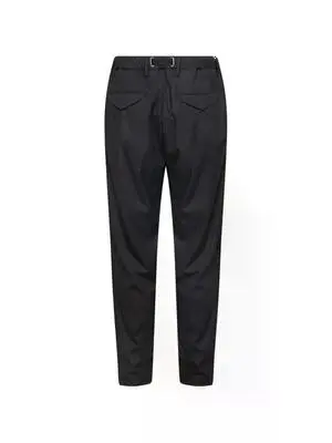WHITE SAND Belted Pleated Trousers