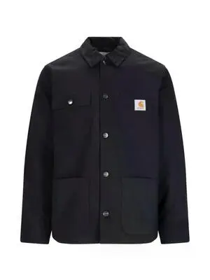 Carhartt Work In Progress Michigan Chore Logo-patch Corduroy-collar Jacket - Black