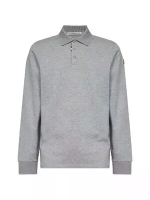 Moncler Logo-patch Long-sleeve Polo Shirt - Grey