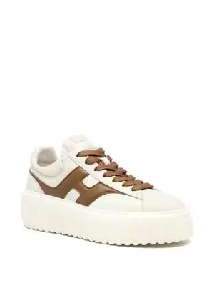 Hogan Platform H-logo Leather Sneakers - Neutrals