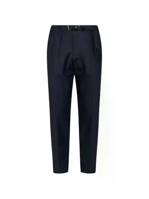 WHITE SAND Belted Pleated Trousers - Blue