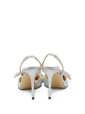Mach & Mach Double Bow Glitter Slingback Pumps