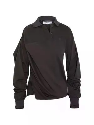 SRVC STUDIO Long-sleeve Wrap-front Polo Top