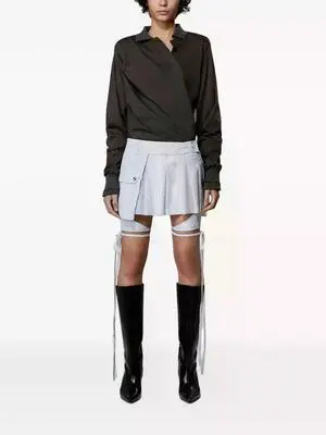 SRVC STUDIO Long-sleeve Wrap-front Polo Top