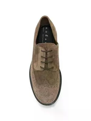 Hogan H704 Brogue-detail Suede Derby Shoes