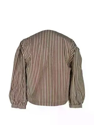 Maria De La Orden Striped Cropped Jacket With Puff Sleeves