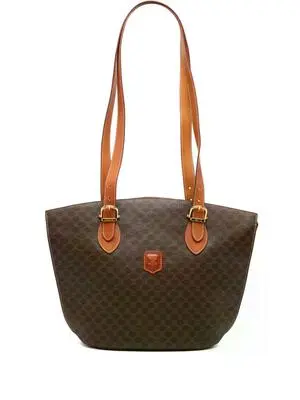 Celine 1999 Macadam Coated Canvas Tote Bag - Brown