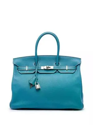 Hermès 1997-2014 Clemence Birkin Retourne 35 Handbag - Blue
