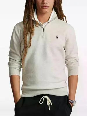 Polo Ralph Lauren Quarter-zip Logo-embroidered Sweater - Grey