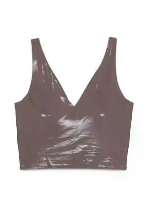 MACRON O.n.e. Cropped V-neck Top - Brown