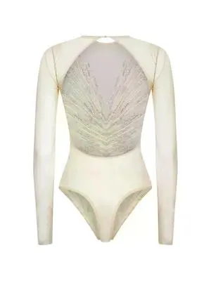 Amen Bead-embellished Cut-out Bodysuit