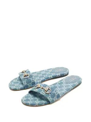 Gucci Gg Monogram Horsebit Slides