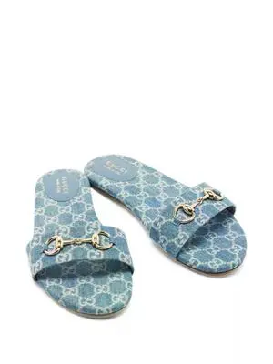 Gucci Gg Monogram Horsebit Slides
