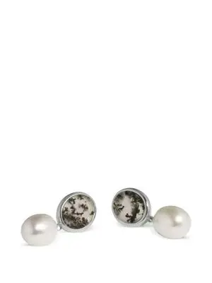 Completedworks Dendritic Agate Pearl Drop Earrings - Silver