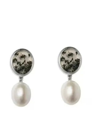 Completedworks Dendritic Agate Pearl Drop Earrings