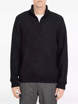 Vince Half-zip Waffle-knit Sweater - Black