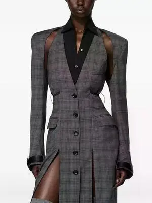 SRVC STUDIO Serpentine Check Wool Coat
