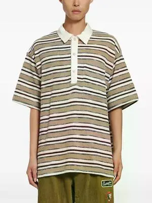 SONG FOR THE MUTE Gym Striped Polo Shirt - Brown