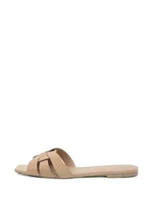 Saint Laurent Tribute Square-toe Sandals - Neutrals
