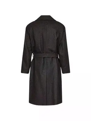 HEVO Belted Herringbone-pattern Coat