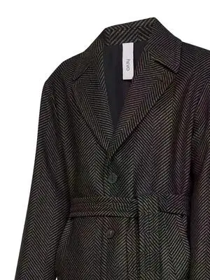 HEVO Belted Herringbone-pattern Coat