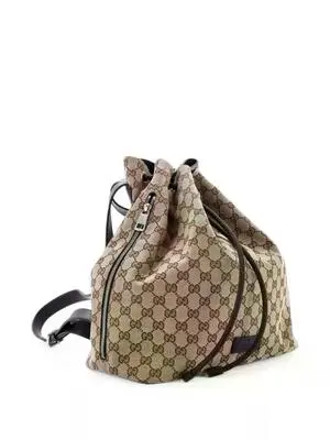 Gucci Drawstring Gg Canvas Medium Backpack