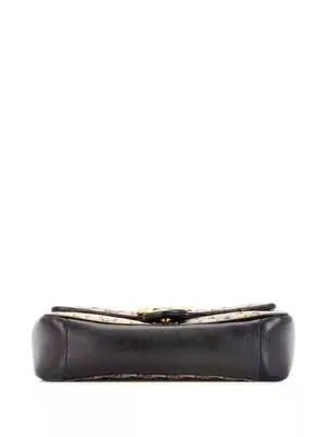 Gucci Gg Marmont Flap Bag Diagonal Quilted Gg Canvas With Leather Small Shoulder Bag - Black