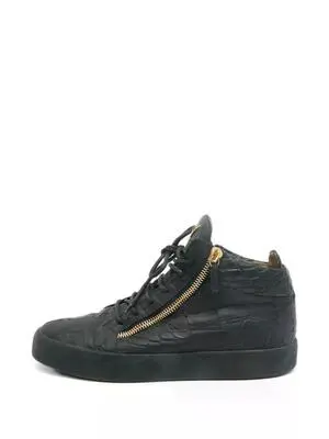 GIUSEPPE ZANOTTI Croc-embossed High-top Sneakers - Black