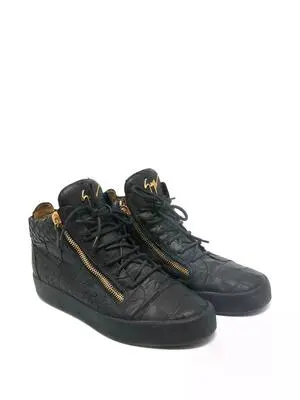 GIUSEPPE ZANOTTI Croc-embossed Leather High-top Sneakers