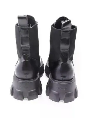 Prada Monolith Leather Combat Boots - Black