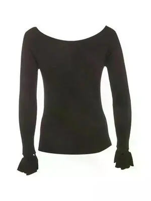 Valentino Garavani Lattice Cut-out Rib-knit Long-sleeve Top - Black