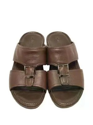 Prada Leather Buckle Detail Sandals