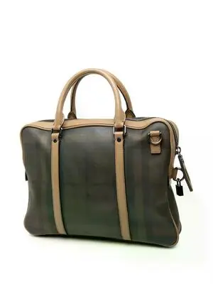 Burberry 2000-2017 Smoke Check Coated Canvas Clinton Business Bag