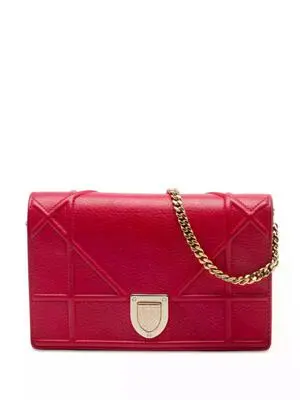 Dior 2018 Grained Calfskin Diorama Wallet On Chain Crossbody Bag - Red