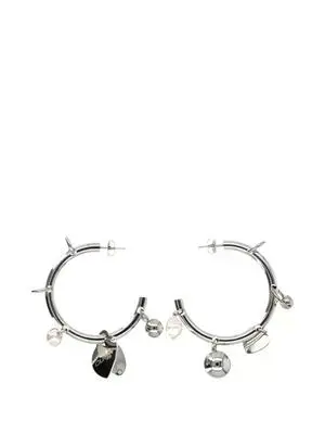 JUSTINE CLENQUET Britt Charm-detail Hoop Earrings - Silver