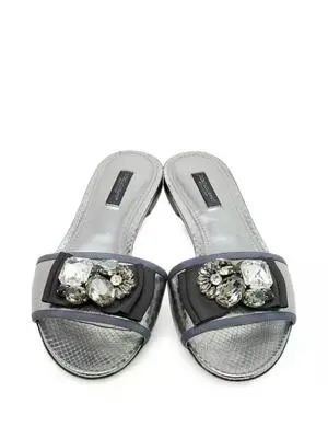 Dolce & Gabbana Sofia Crystal-embellished Sandals - Silver