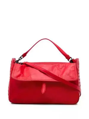 Bottega Veneta 2012-2026 Intrecciato Trimmed Nappa Satchel - Red