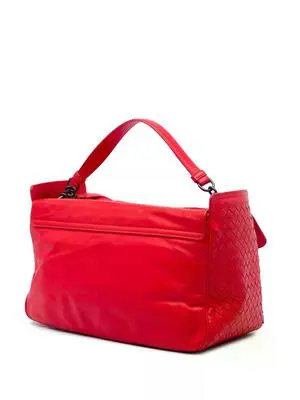 Bottega Veneta Intrecciato Trimmed Nappa Satchel - Red